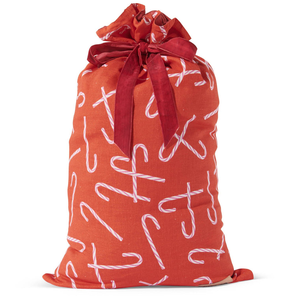 Candy Cane Red Linen Santa Sack – Style and Leaf Co